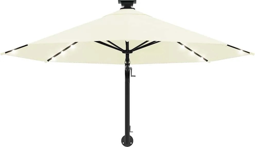 Nástěnný zahradní slunečník s LED 300 cm pískový 312522