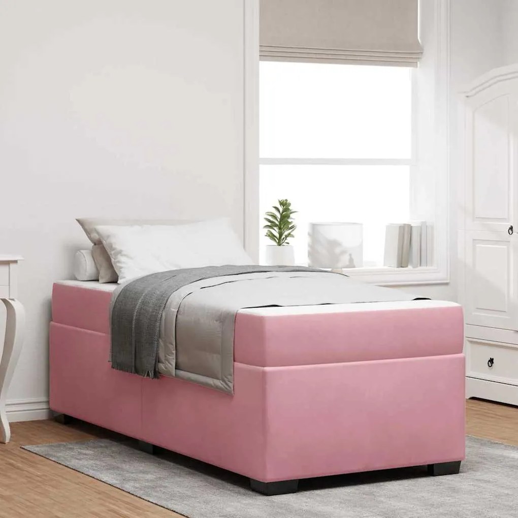 Rám postele s matrací Růžová 90 x 200 cm textil 3399271