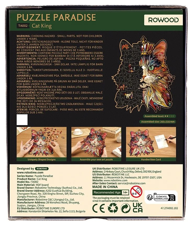 RoboTime Dřevěné puzzle Kočičí král