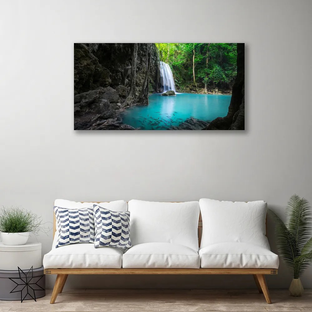 Obraz na plátně Jezero Vodopád Příroda 120x60 cm