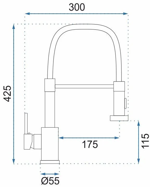 Dřezová baterie REA COLIN s flexibilním ramínkem a sprškou, černá