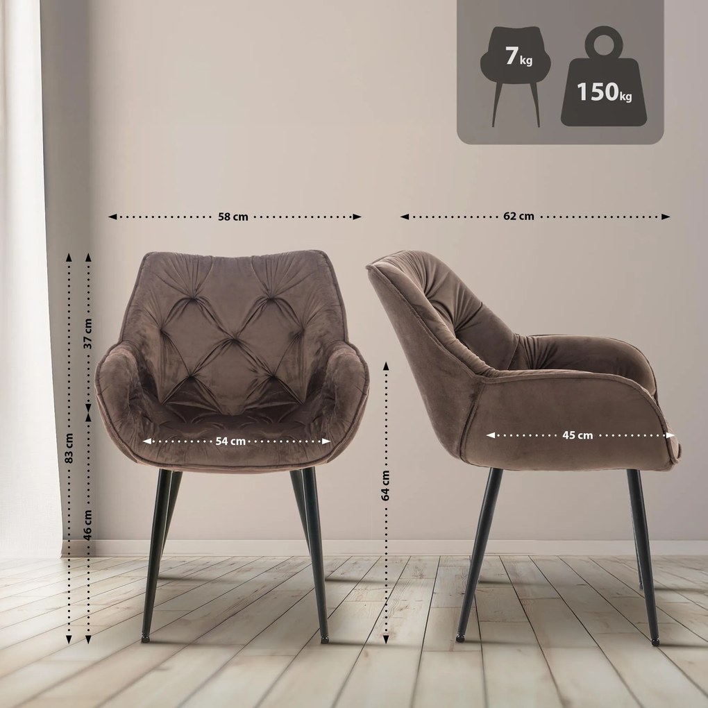 Židle Tanna samet – hnědá