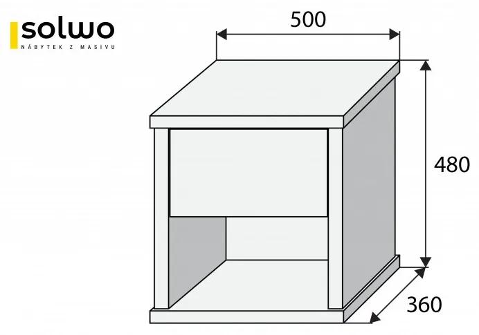 Solwo Design Noční stolek UNO Dřevo a odstín oleje: BUK Cink - Olej odstín BO102