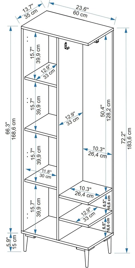 Předsíňová skříň s věšáky SALAKOS borovice atlantic/bílá