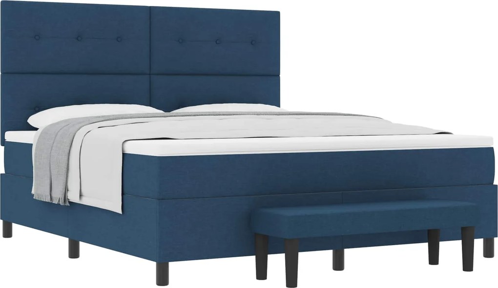 Postel s boxspringem s čelo Modrá 180 x 200 cm textil 3344092