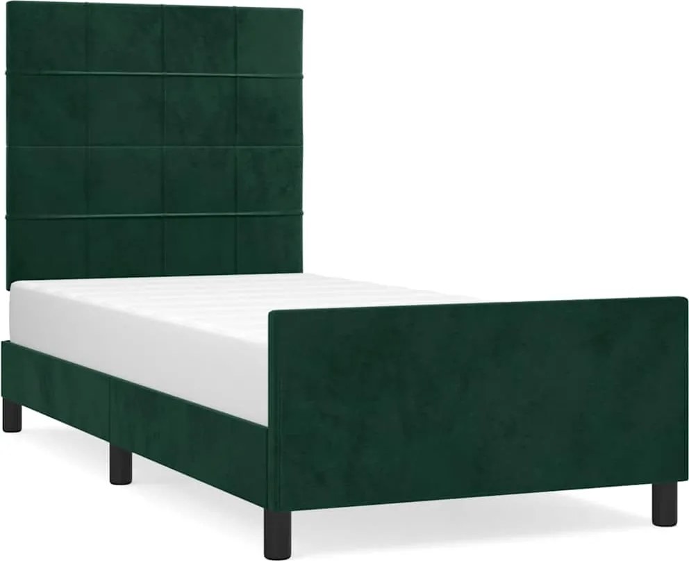 Rám postele bez matrace tmavě zelená 90 x 200 cm samet 3125736