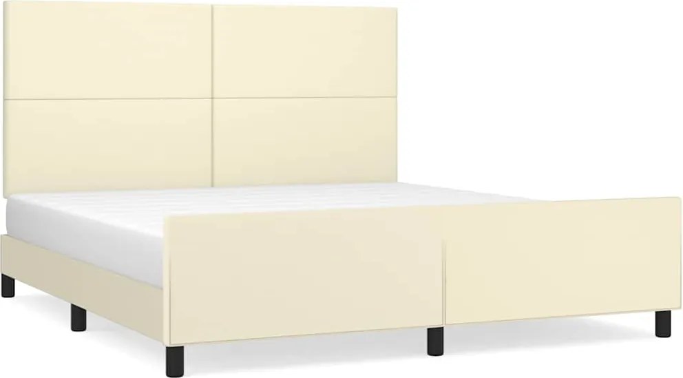 Rám postele s čelem krémový 160x200 cm umělá kůže 3125459