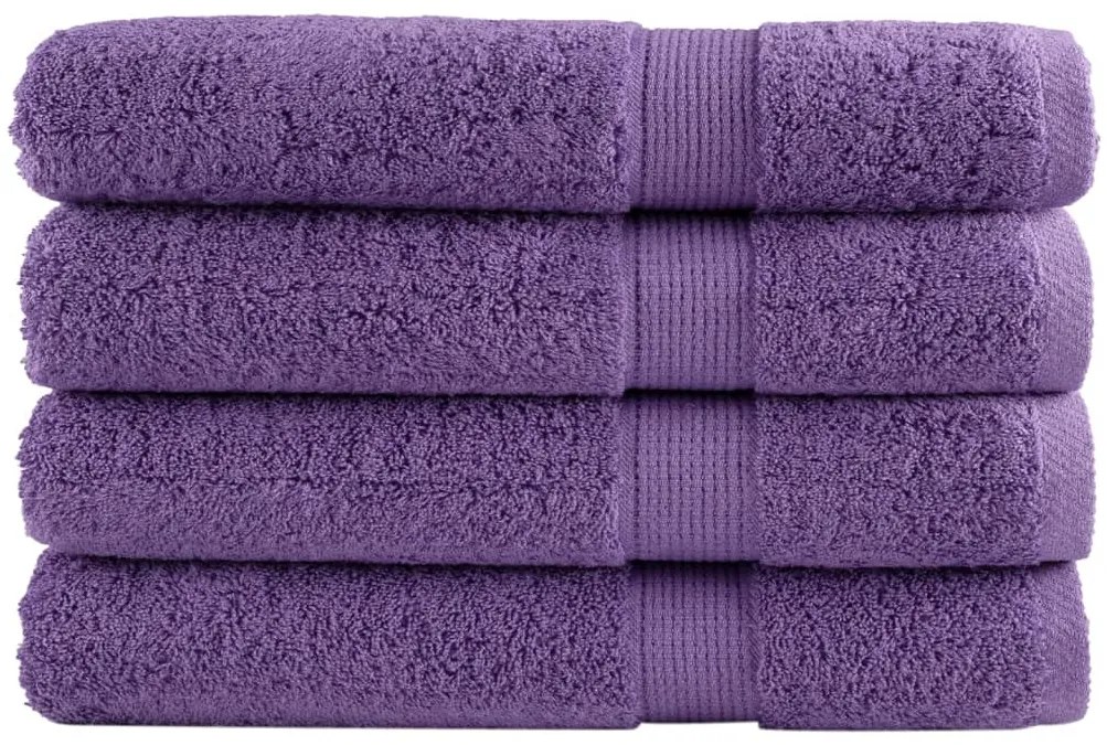 Premium ručníky SOLUND 4 ks fialové 100 x 200 cm 600 g/m² 137366