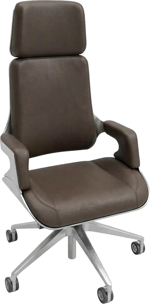 Výprodej Interstuhl designové kancelářské židle Silver 362S, kůže Leather hnědá, konstrukce hliník broušený, na tvrdou podlahu