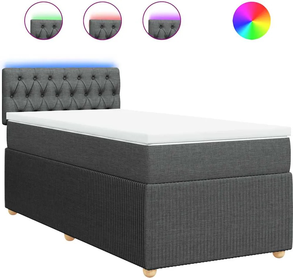 Box spring postel s matrací tmavě šedá 90x200 cm textil 3289647