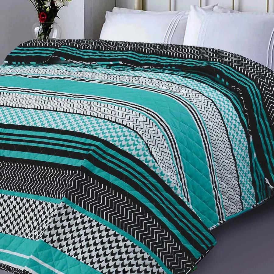 XPOSE ® Přehoz na postel ZINA - tyrkysová, bavlna, 220x240 cm