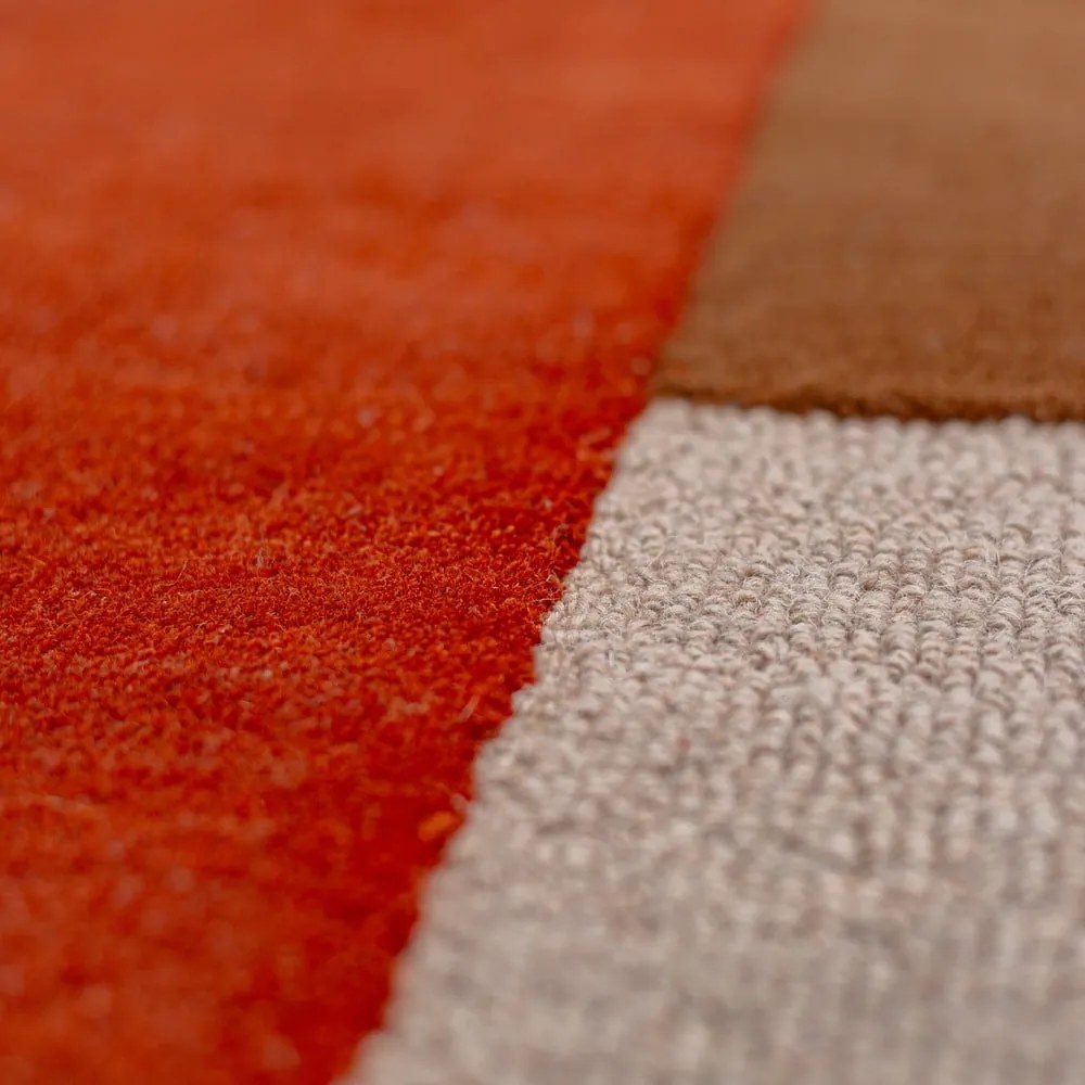 Ručně tkaný vlněný kulatý koberec v cihlové barvě ø 150 cm Mia Segment – Flair Rugs