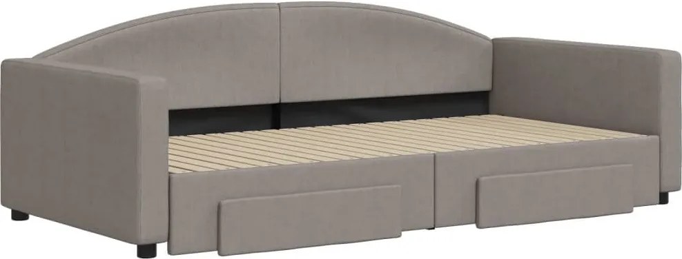 Válenda s přistýlkou a zásuvkami taupe 100 x 200 cm textil 3197232