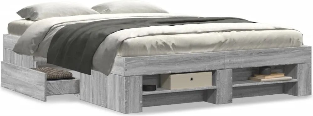 Rám postele šedý sonoma 135 x 190 cm kompozitní dřevo 3295511