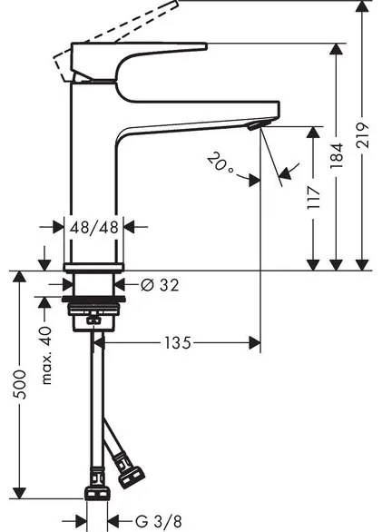 Hansgrohe Metropol Umyvadlová stojánková baterie 110, černý chrom 32507340