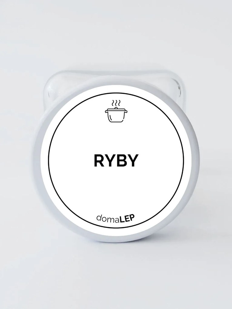 Samolepka na kořenky RYBY bílá 5 cm tučné písmo