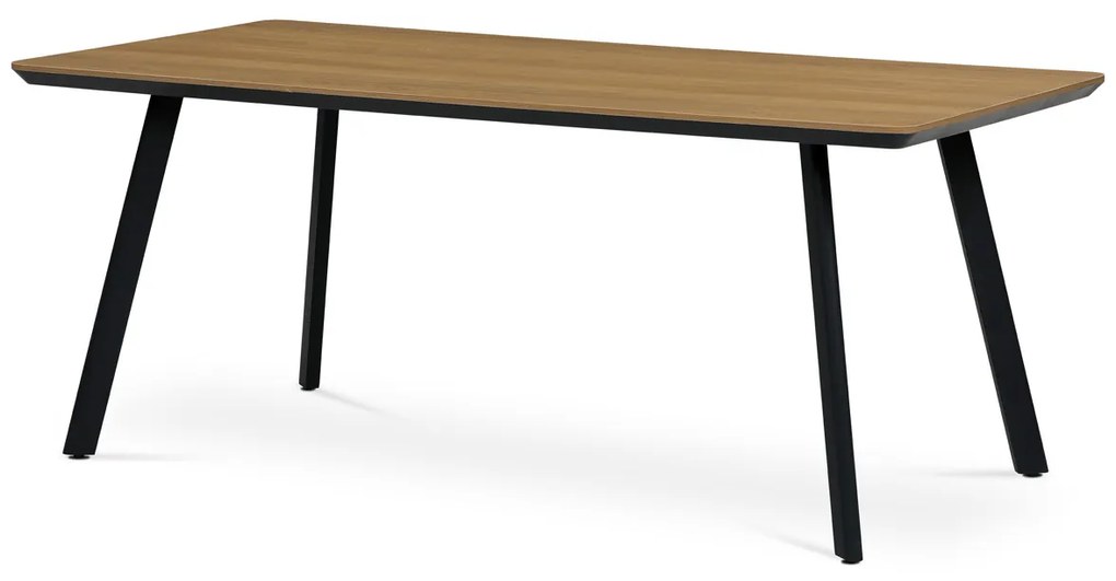 Jídelní stůl HT-533 OAK 180x90 cm, MDF deska, dýha dub, kov černý lak mat