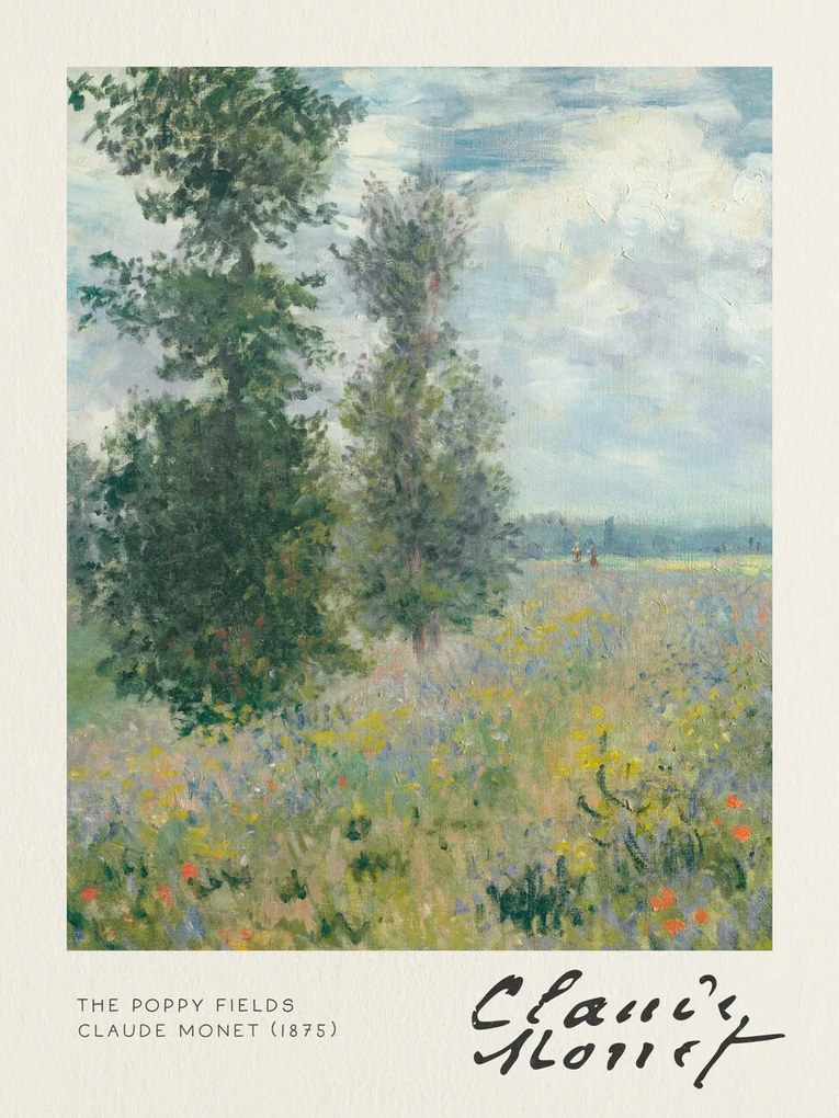 Obrazová reprodukce The Poppy Fields - Claude Monet, (30 x 40 cm)