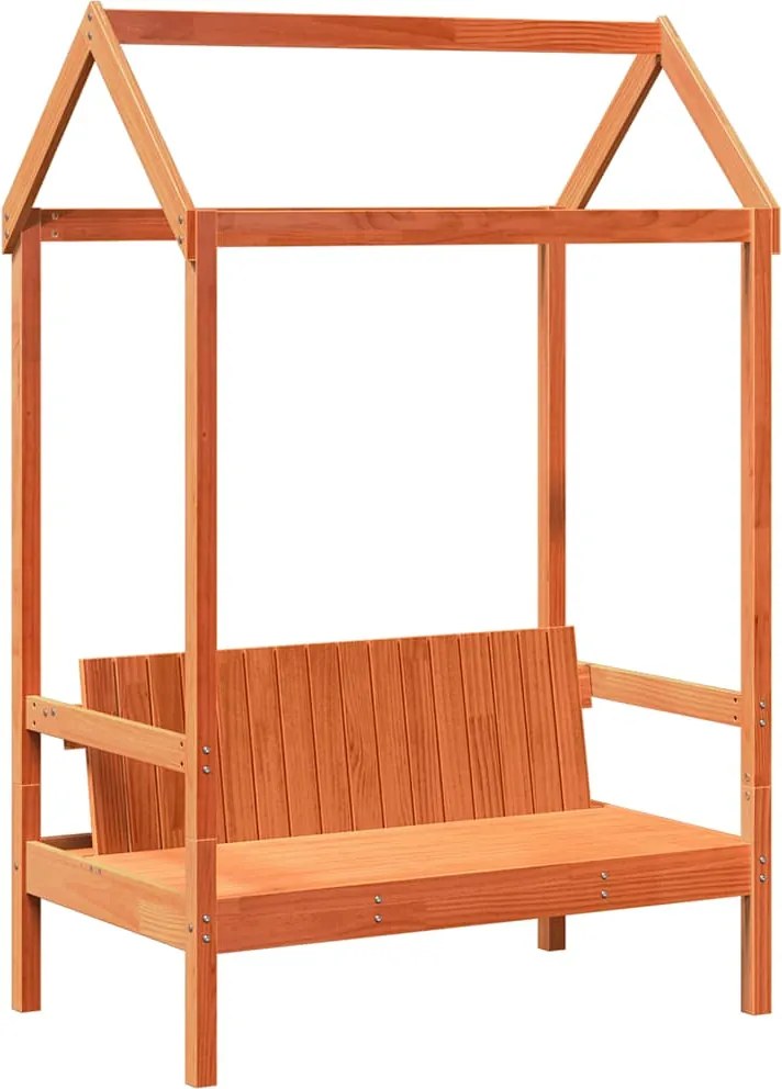 Postel a lavice se střechou voskově hnědá 75 x 190 cm borovice 3282185