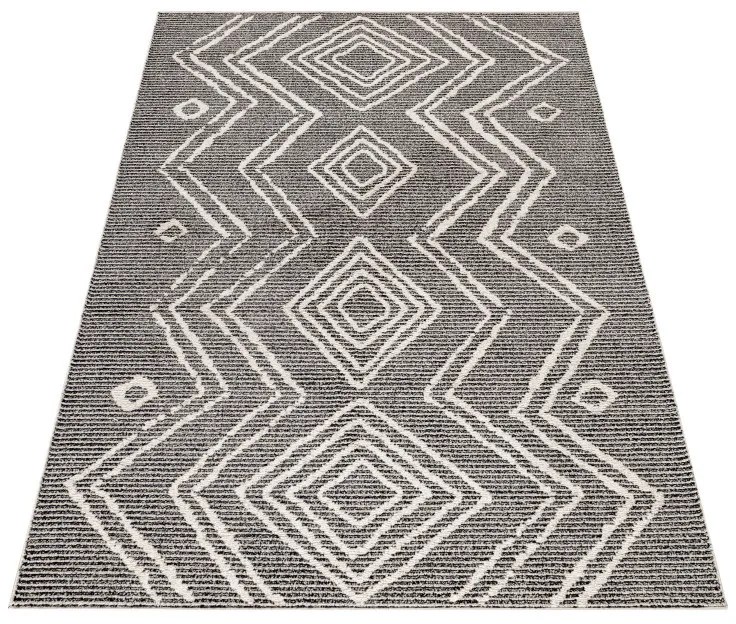Ayyildiz, Kusový koberec Taznaxt 5104 Black, 140x200, černobílá, chodba / předsíň