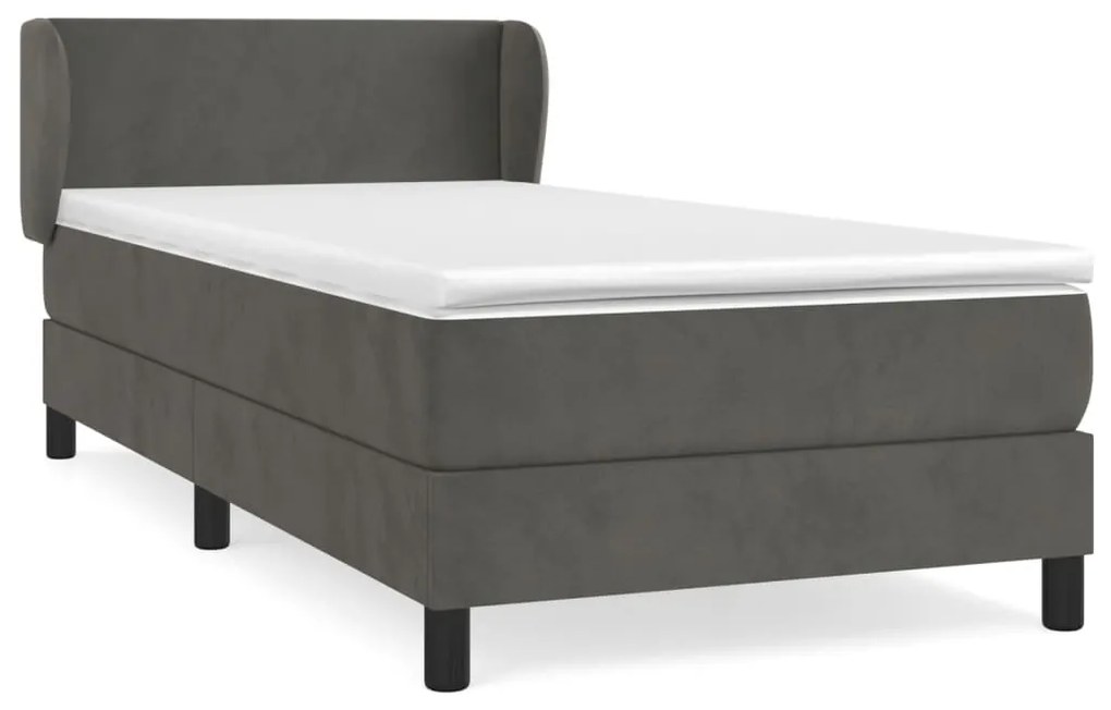 vidaXL Box spring postel s matrací tmavě šedá 90x190 cm samet