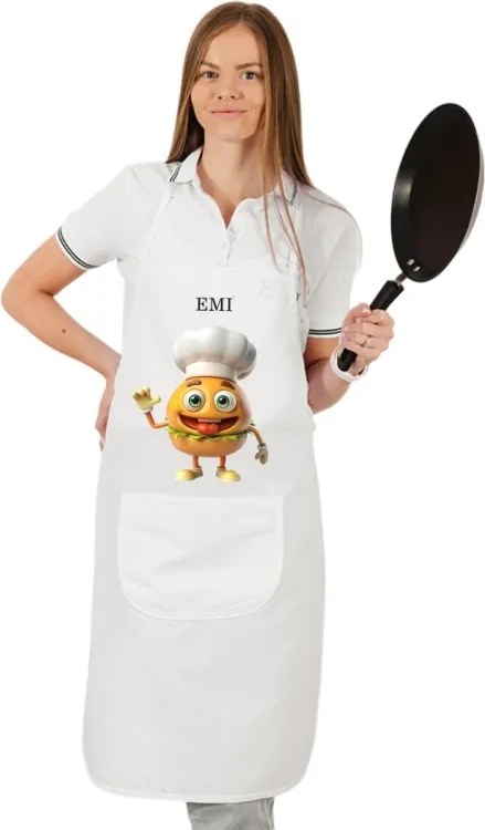 Kuchyňská zástěra Burger EMI, Bílá