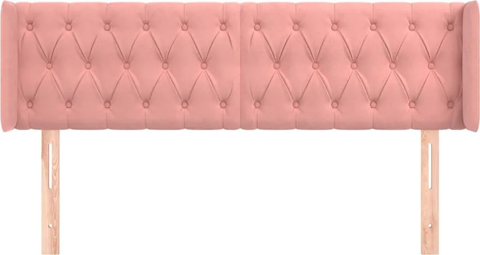 Čelo postele typu ušák růžová 163x16x78/88 cm samet 3119163