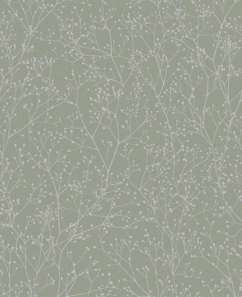Zeleno-stříbrná vliesová tapeta na zeď, květiny, 120388, Wiltshire Meadow, Clarissa Hulse