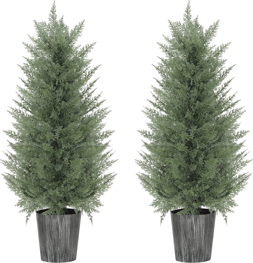 HOMCOM sada 2 velkých umělých cypřišů 90 cm v květináčích – realistické plastové rostliny do obýváku, ložnice, kanceláře či kryté terasy | Aosom