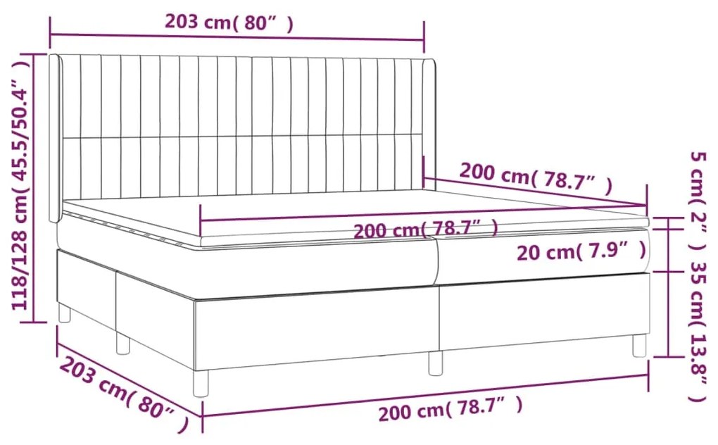 Box spring postel s matrací modrá 200x200 cm textil,  3132183