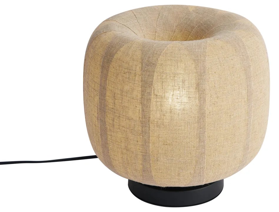 Japandi stolní lampa černá s béžovým lněným stínidlem 27cm - Nami Biano.cz