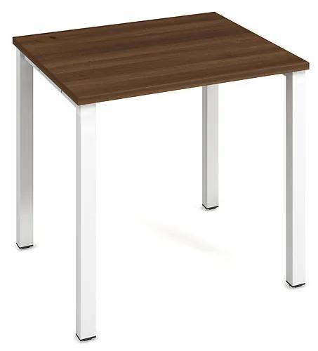 Stůl pracovní rovný 80 cm - Hobis Uni US 800 Dekor stolové desky: ořech, Barva nohou: bílá