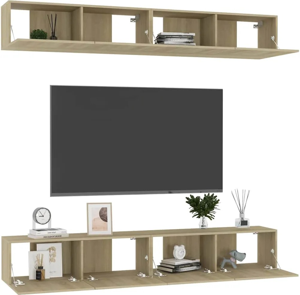 TV skříňky 4 ks dub sonoma 100 x 30 x 30 cm kompozitní dřevo 3078956