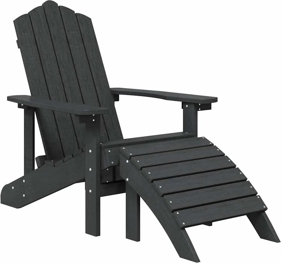 Zahradní křesla Adirondack 2 ks s podnožkami HDPE antracitová 3095697