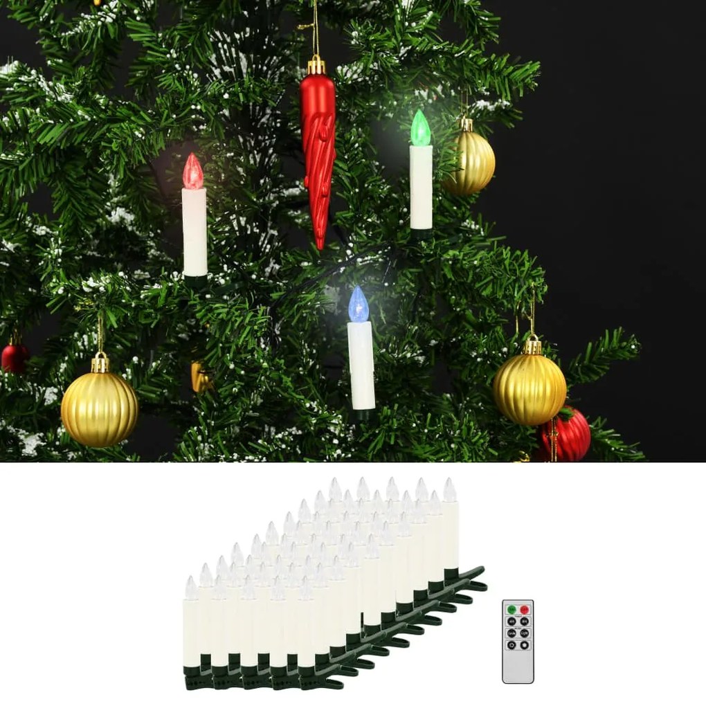 Bezdrátové LED svíčky s dálkovým ovládáním - 50 ks | barevné