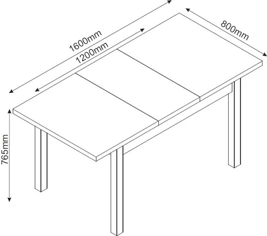 Jídelní stůl Adam 120x80 cm, buk, rozkládací
