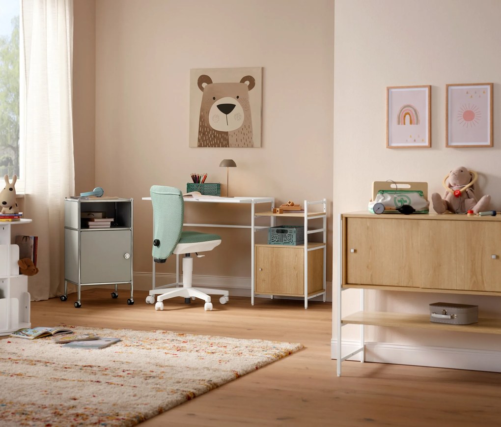 Tchibo - Kovová skříňka na kolečkách »Cn3 Kids«, světle šedá