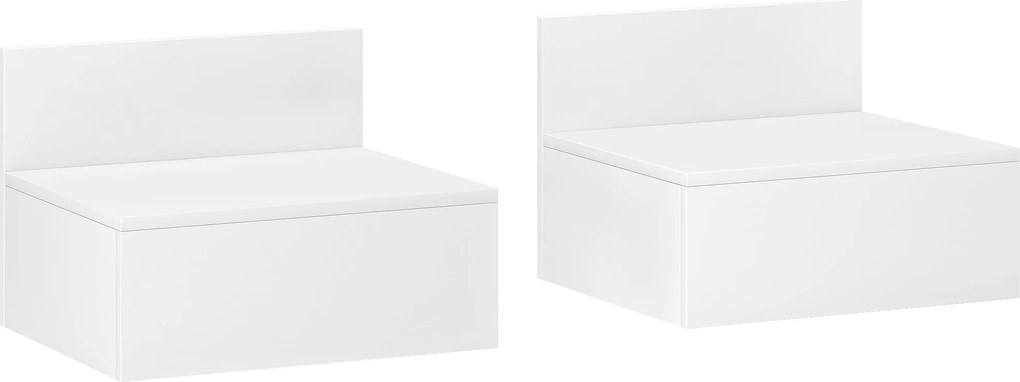 HOMCOM Set 2 Plovoucích Nočních Stolků s Úložným Prostorem 43x36,5x30,5 cm Bílá | Aosom