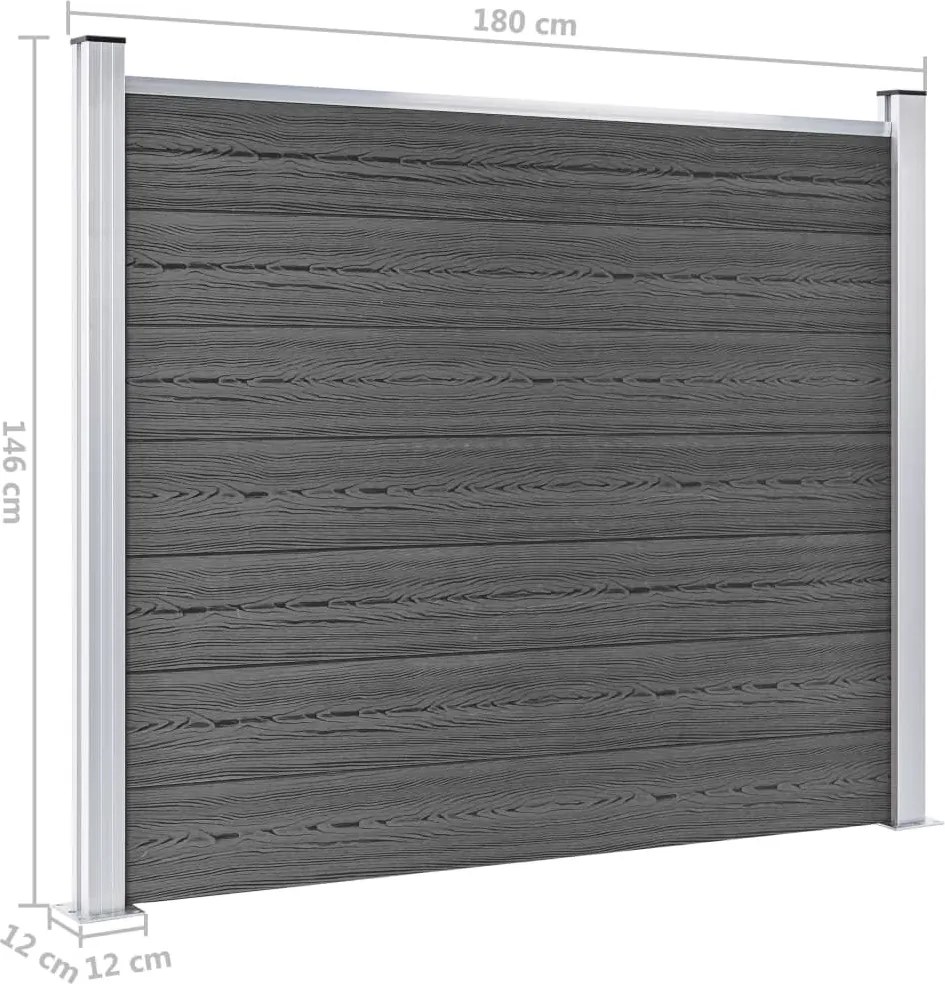 vidaXL Zahradní plot WPC 699 x 146 cm černý