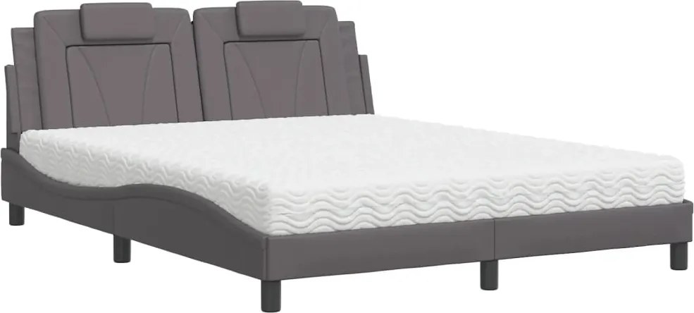 Postel Viana s matrací šedá 160 x 200 cm umělá kůže 3208806