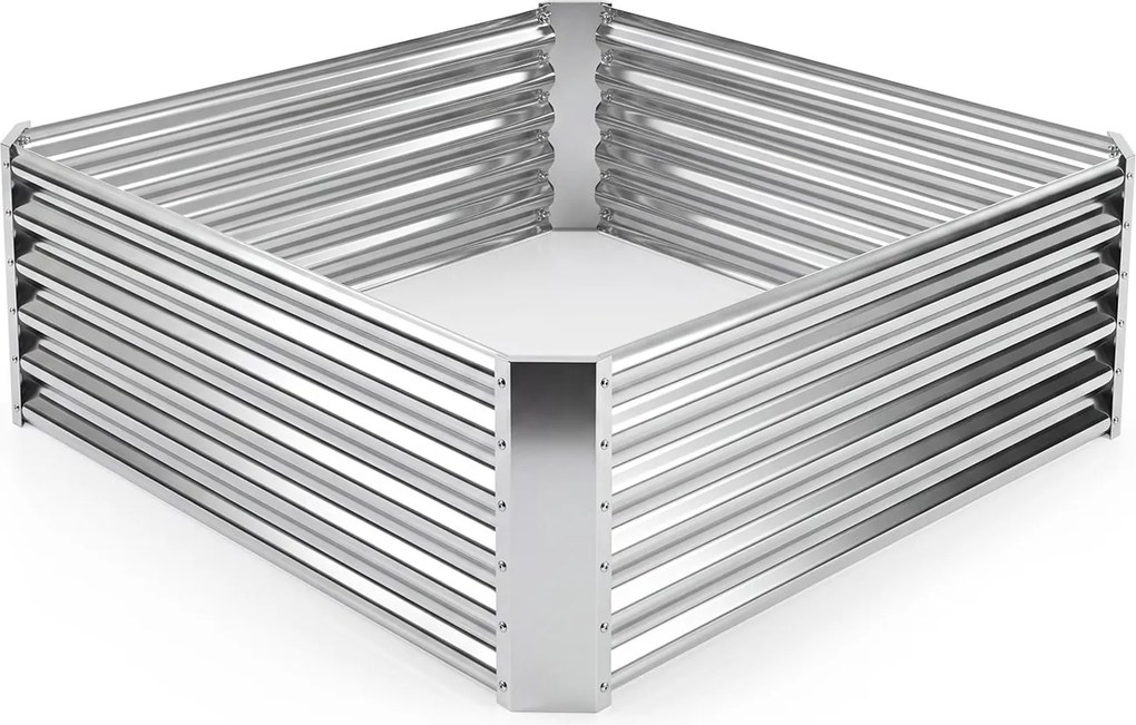Costway Vyvýšený záhon kovový obdélníkový květináč – 124 × 124 × 44,5 cm