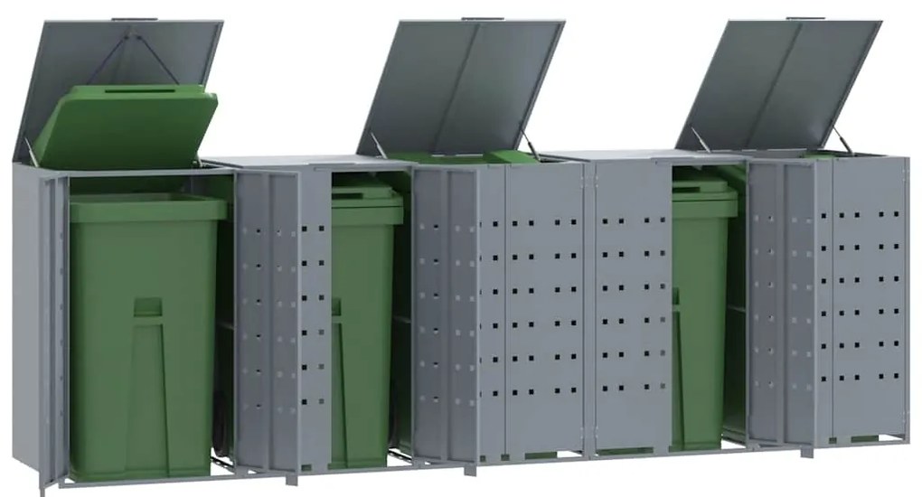Box na 5 popelnic šedý 345 x 79 x 117 cm ocel 3279990