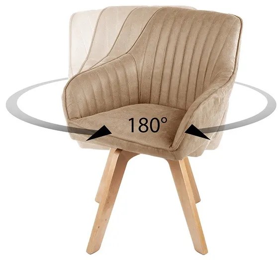 Designová otočná židle Gaura šampaňský samet