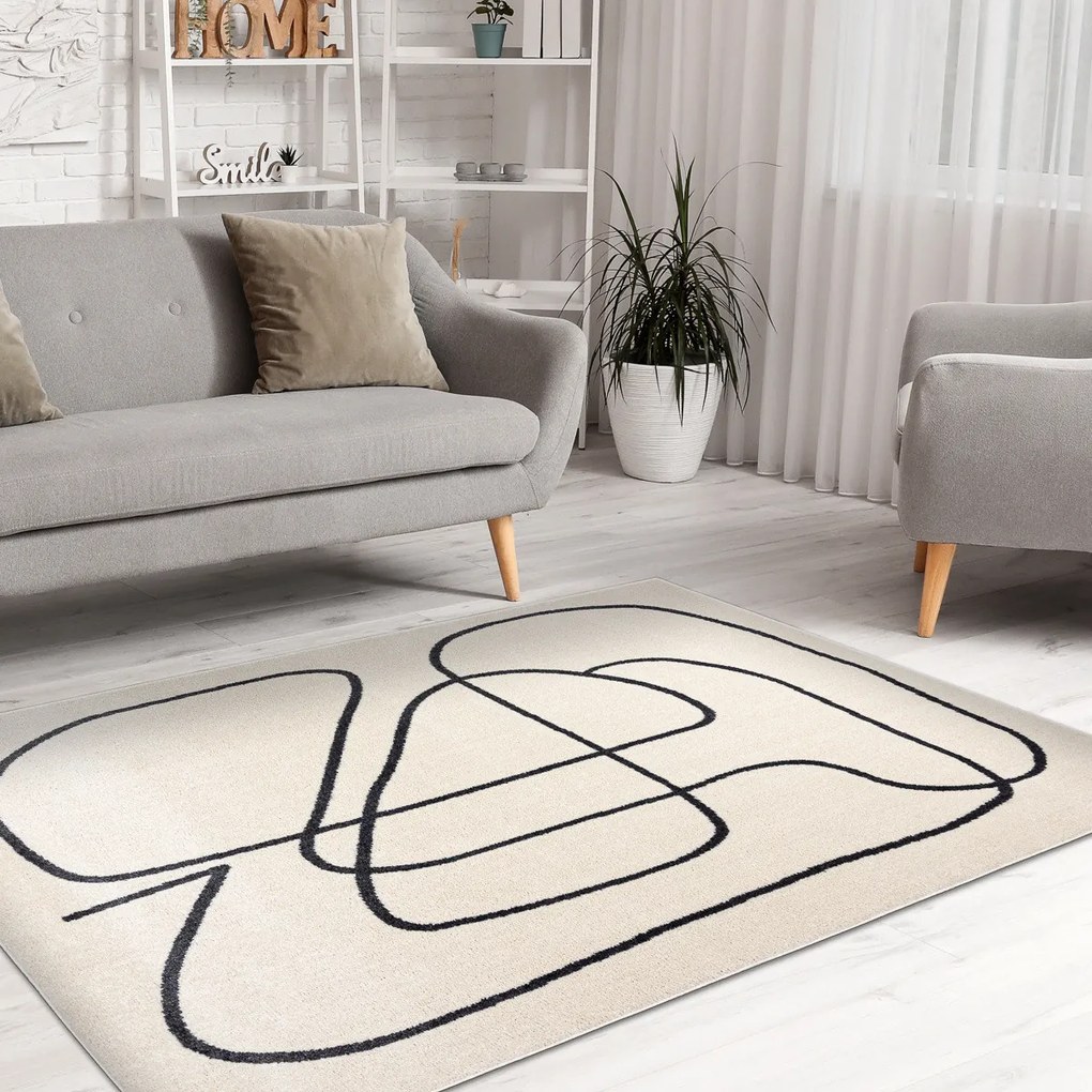 Dywany Łuszczów, Kusový koberec Fusion 8297 cream/dark grey, 180x270, bílá, kancelář