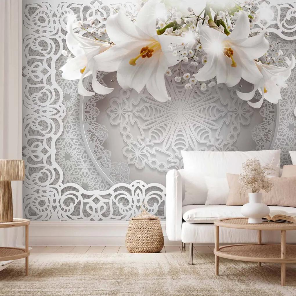 Fototapeta Exotické ozdoby - kompozice s květinovým motivem na bílém pozadí