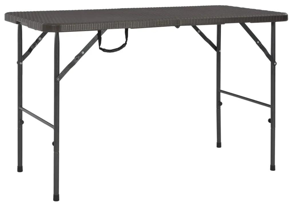 44553 vidaXL Skládací zahradní stůl hnědý 120x60x74 cm HDPE ratanový vzhled