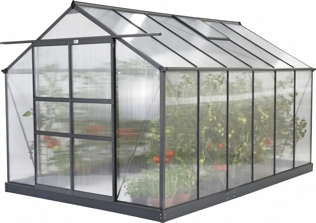 Hliníkový skleník Azalia 2,5 x 3,7m CoverTech antracitové barvě