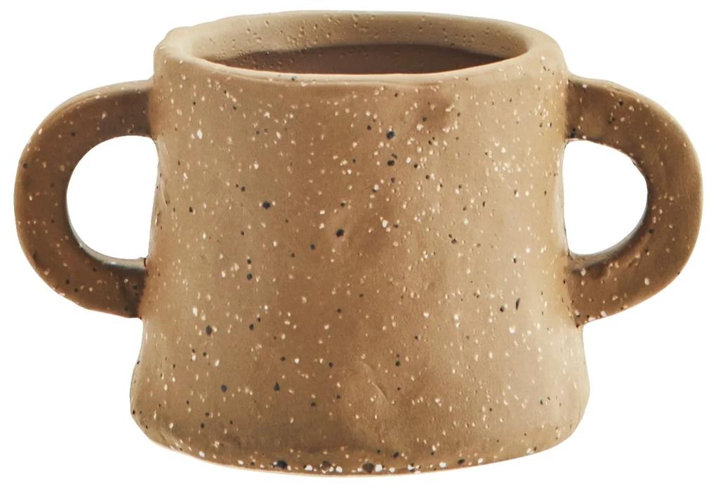 MADAM STOLTZ Kameninový obal na květináč Sandstone 7 cm, hnědá barva, keramika