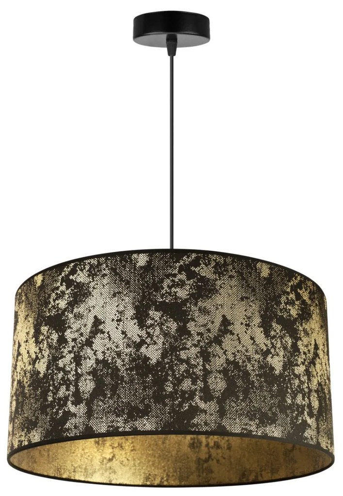 Závěsné svítidlo Werona 2, 1x černé/zlaté textilní stínítko, (fi 45cm), g