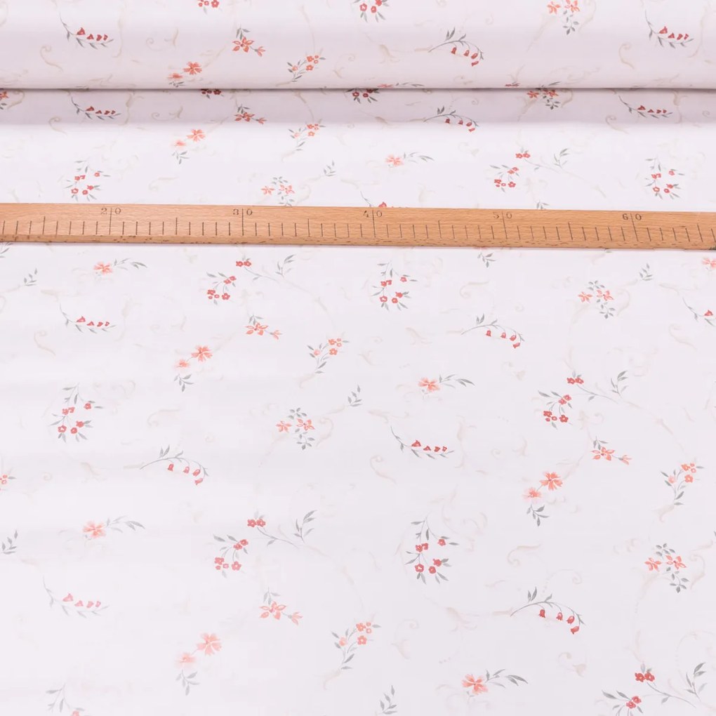 Bonita Ubrus PVC s textilním podkladem B45/06, oranžové popínavé květiny na krémové, š.140cm (metráž)